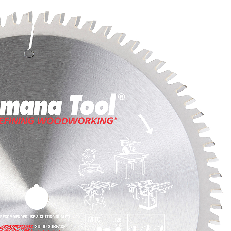 610721 Carbide Tipped Solid Surface 10 Inch Dia x 72T MTC, 0 Deg, 5/8 ...