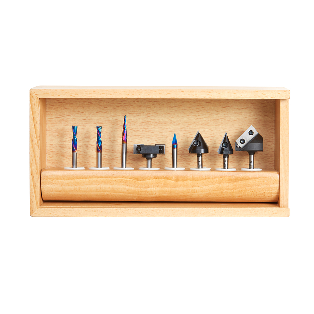 AMS-179 CNC Router Bit 8-Pc Advanced Starter Set, 1/4 Inch Shank: CNC ...