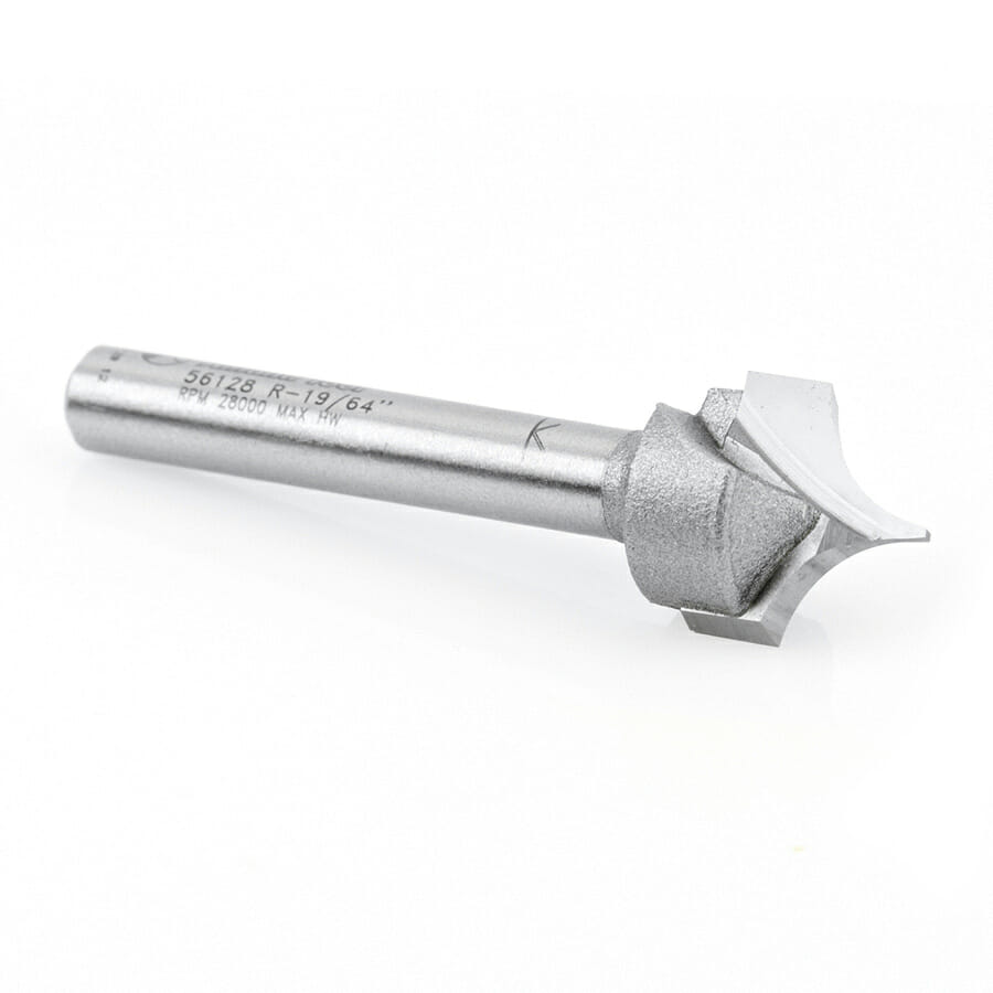 Carbide Tipped Point Cutting Roundover 19/64 Radius x 19/32 Dia x 1/2 x ...
