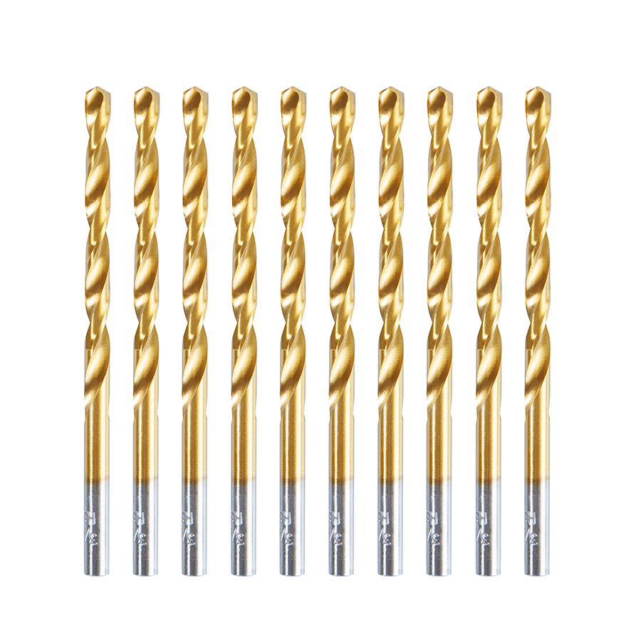 616-121 10 Piece Titanium Coated Drill Bit Pack 3/16 Dia x 3-1/2 Inch ...