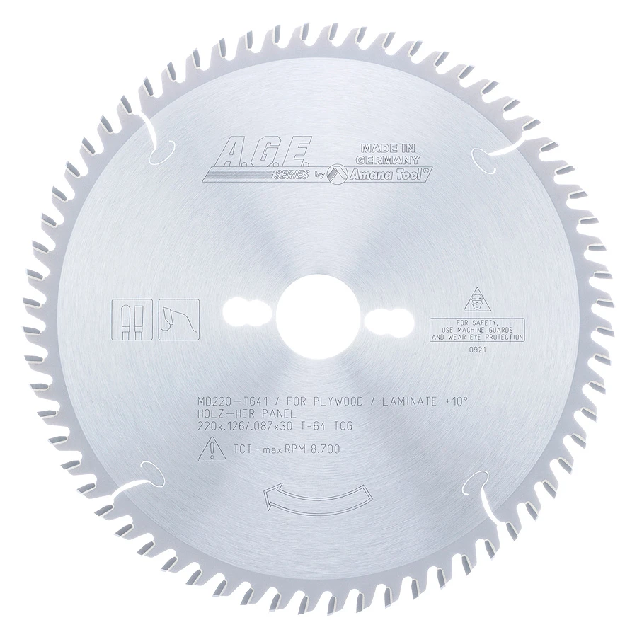 MD220-T641 Carbide Tipped Plywood & Laminate 220mm Dia x 64T TCG 10 Deg ...