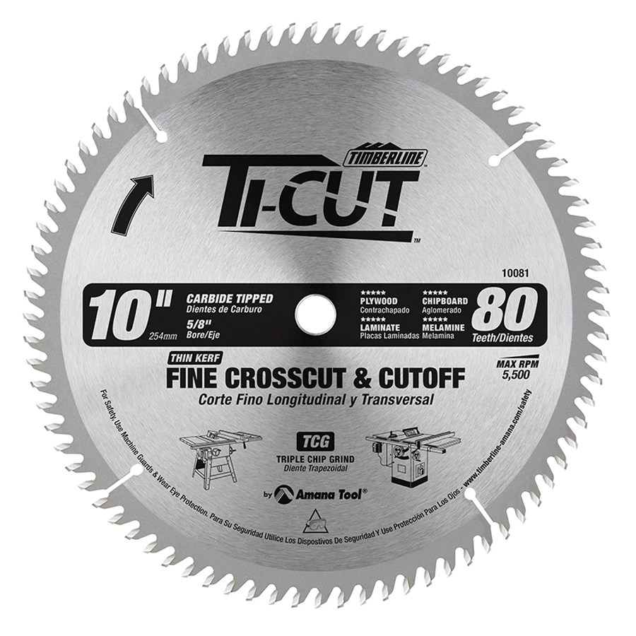 10081 Carbide Tipped Ti-Cut™ Fine Crosscut & Cutoff 10 Inch Dia x 80T ...